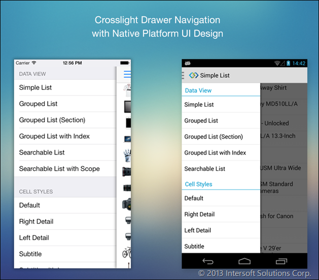 Crosslight Adds Stunning Drawer Navigation UI Components | Intersoft Solutions Corporate Blog